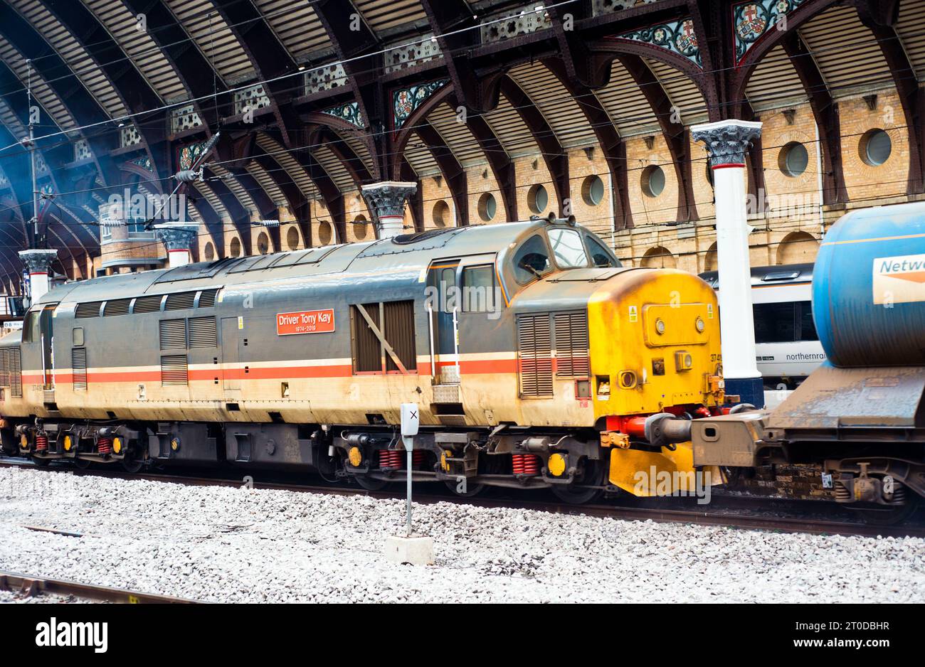 Class 37419 Driver Tony Kaye on rear of Rail Head Treatment Train, York ...