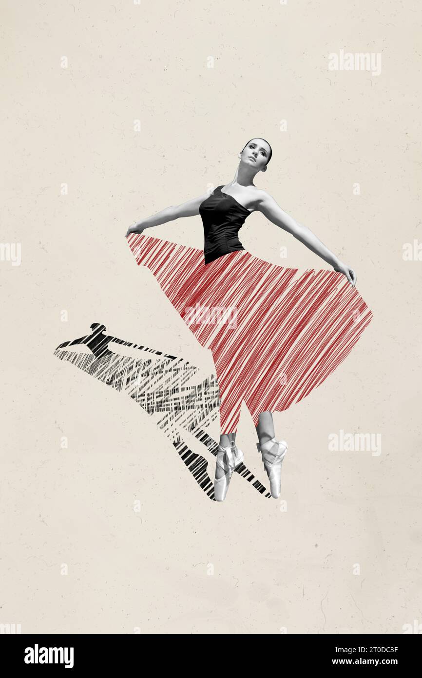 Vertical collage image of beautiful charming lady ballet performer ...