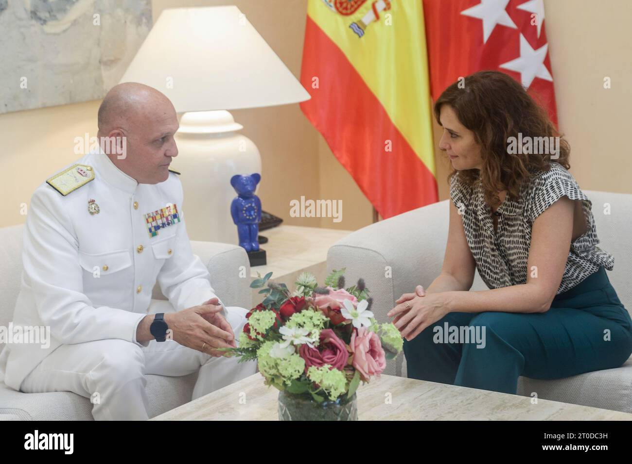 The president of the Community of Madrid, Isabel Díaz Ayuso, during a ...