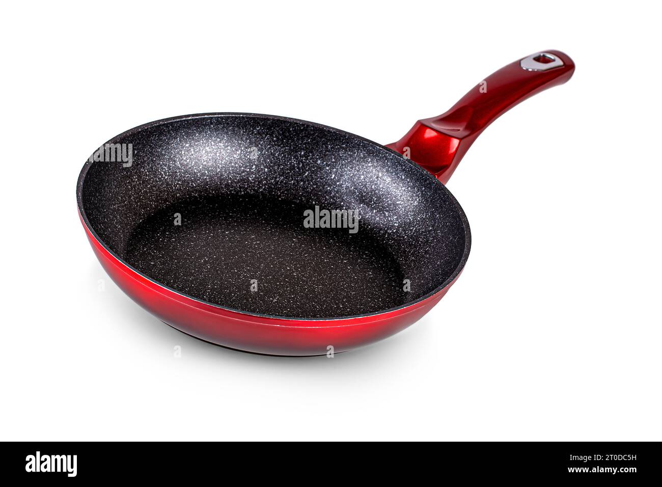 The red frying pan isolated on white background with clipping path ...