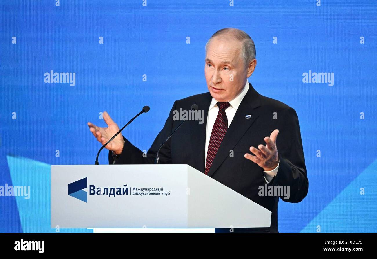 Russian President Vladimir Putin addressing the plenary session of the ...