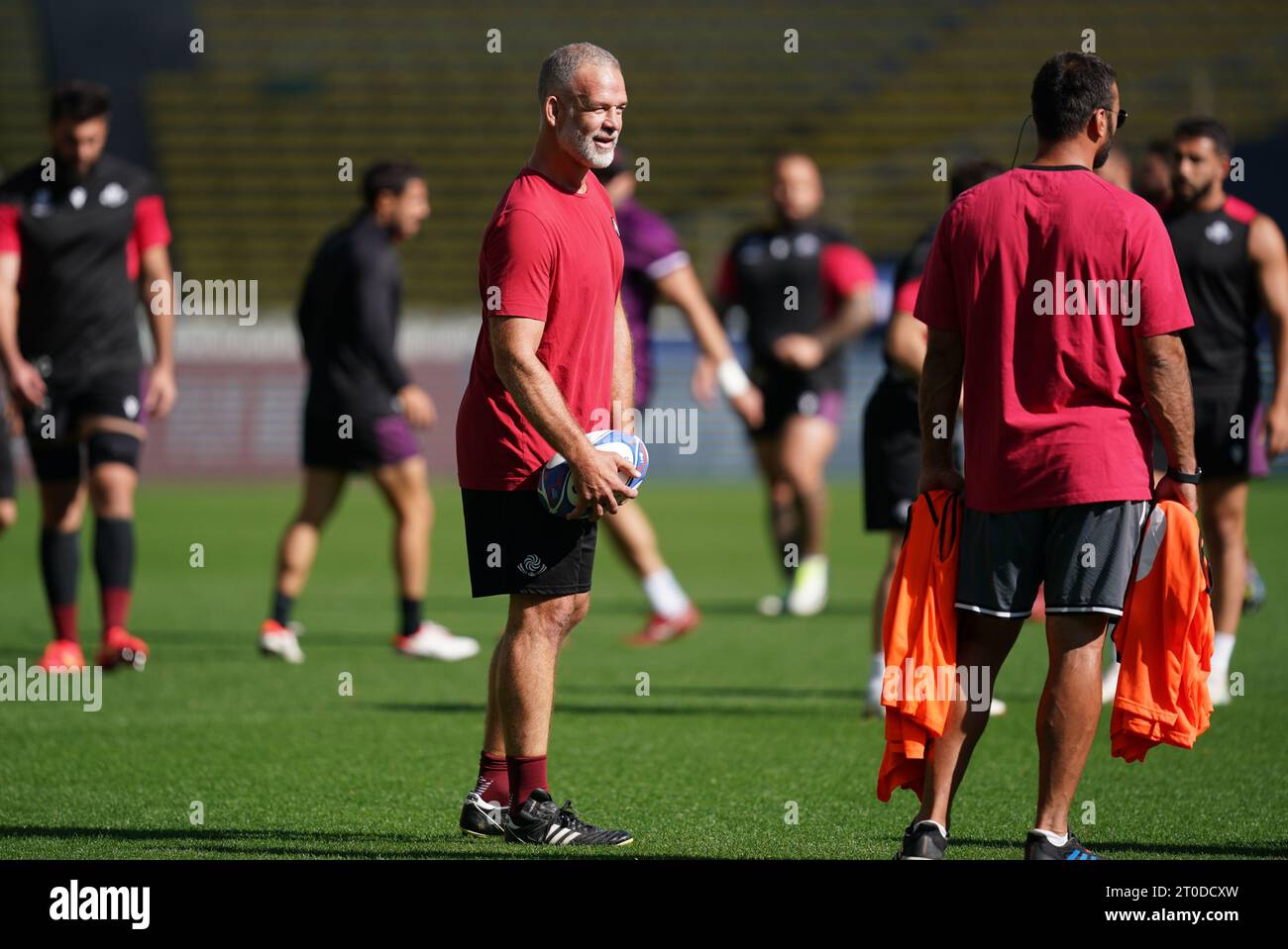 Georgia defence head coach Joe Worsley during a team run at the Stade ...