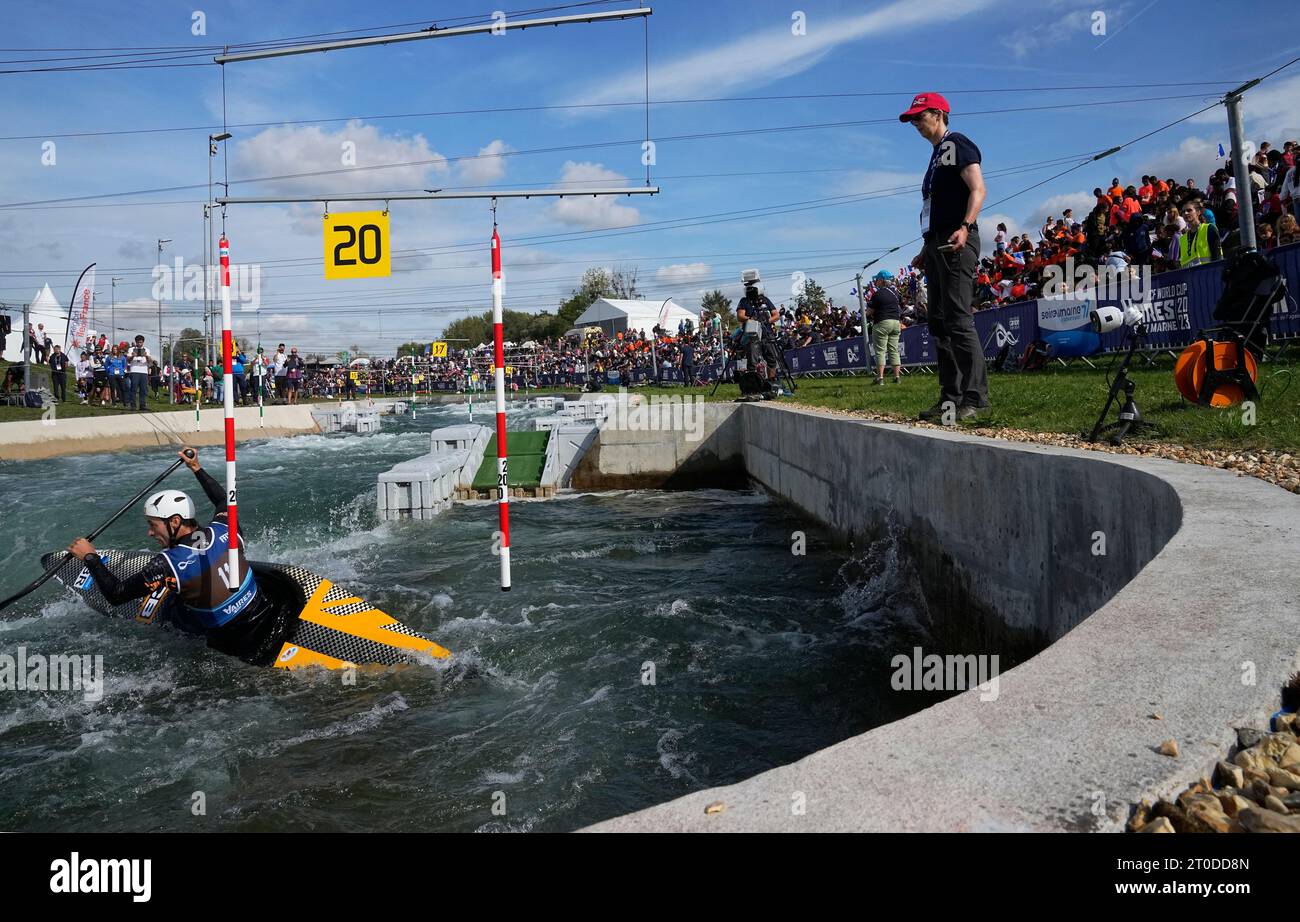 Adam Burgess of Great Britain competes during the men's Canoe Slalom ...