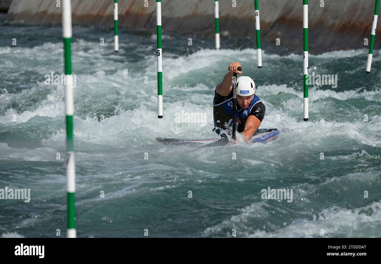 Ryan Westley of Great Britain competes during the men's Canoe Slalom ...