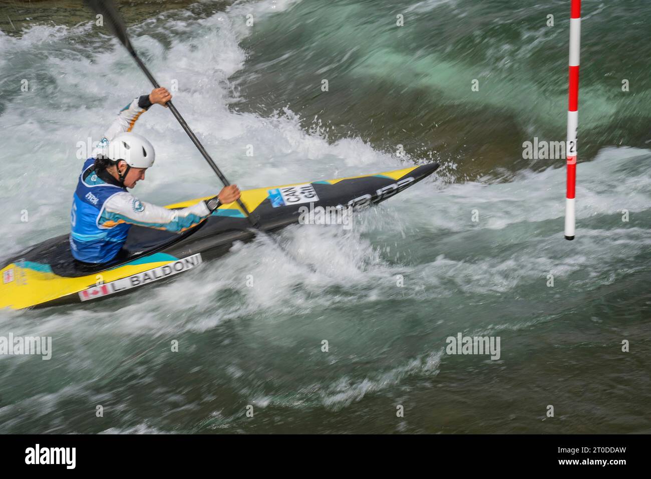Lea Baldoni of Canada competes during the women's Kayak Slalom Word ...