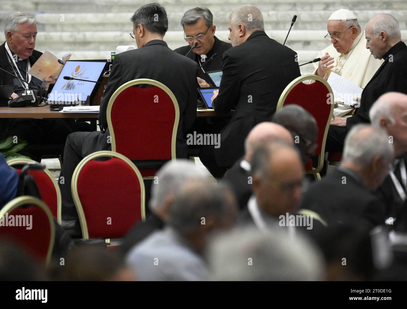 Pope Francis attends the third day of the XVI Ordinary General Assembly ...