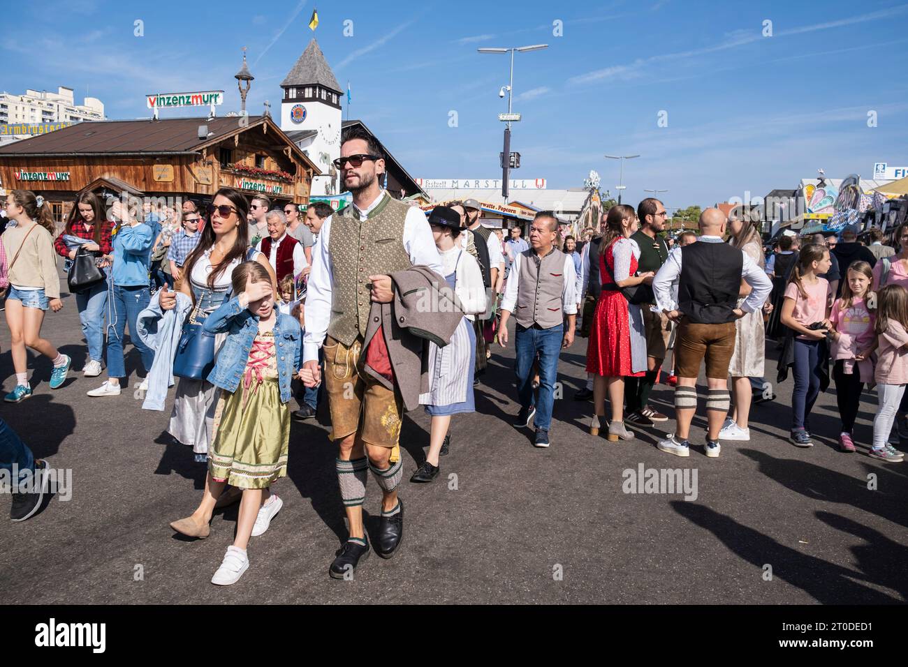 Munich, Germany - October 1, 2023. People at Oktoberfest 2023, the ...
