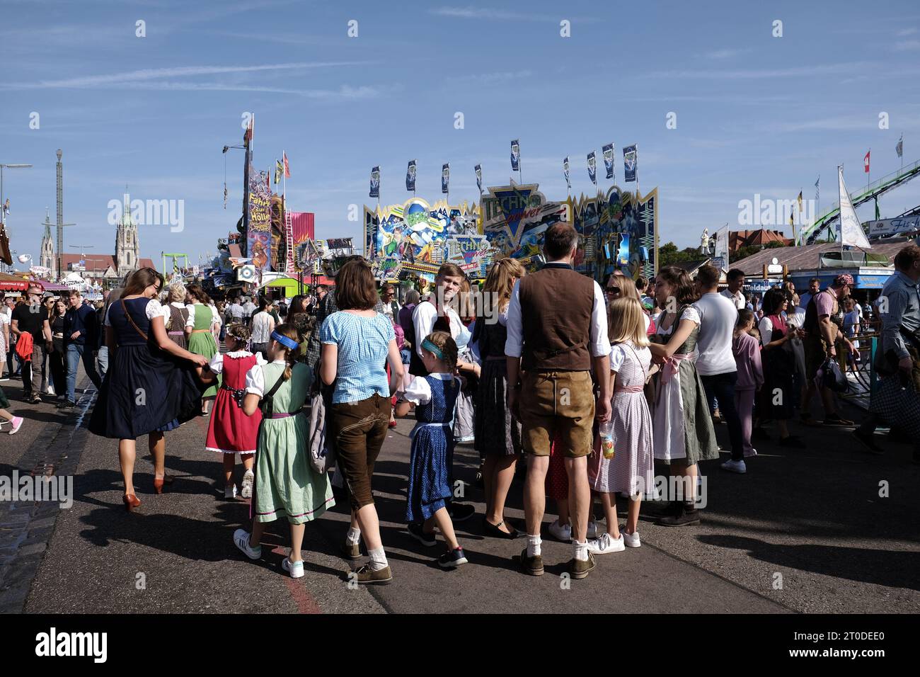 Munich, Germany - October 1, 2023. People at Oktoberfest 2023, the ...
