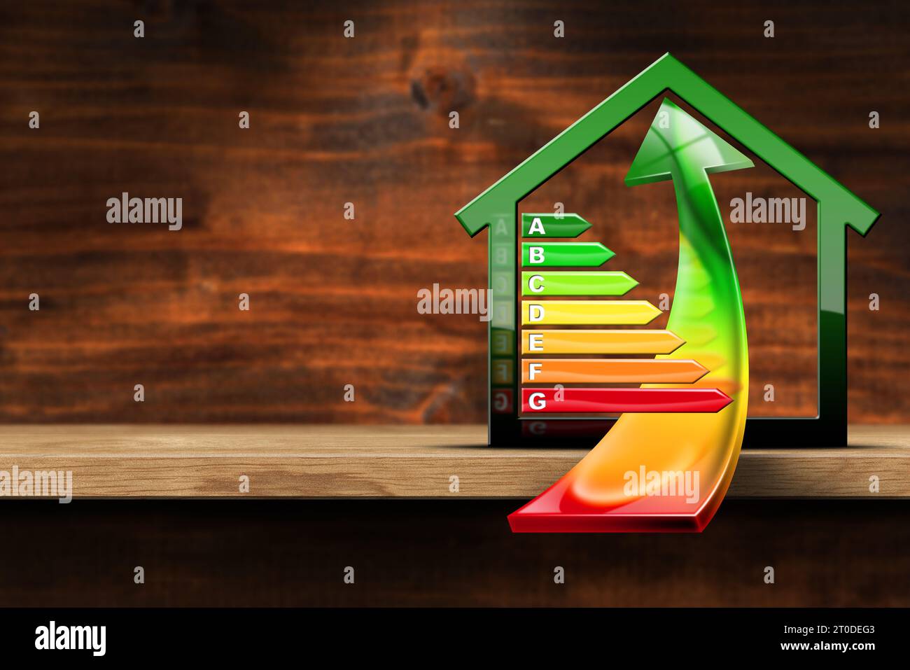 House energy efficiency rating. Symbol in the shape of house with ...