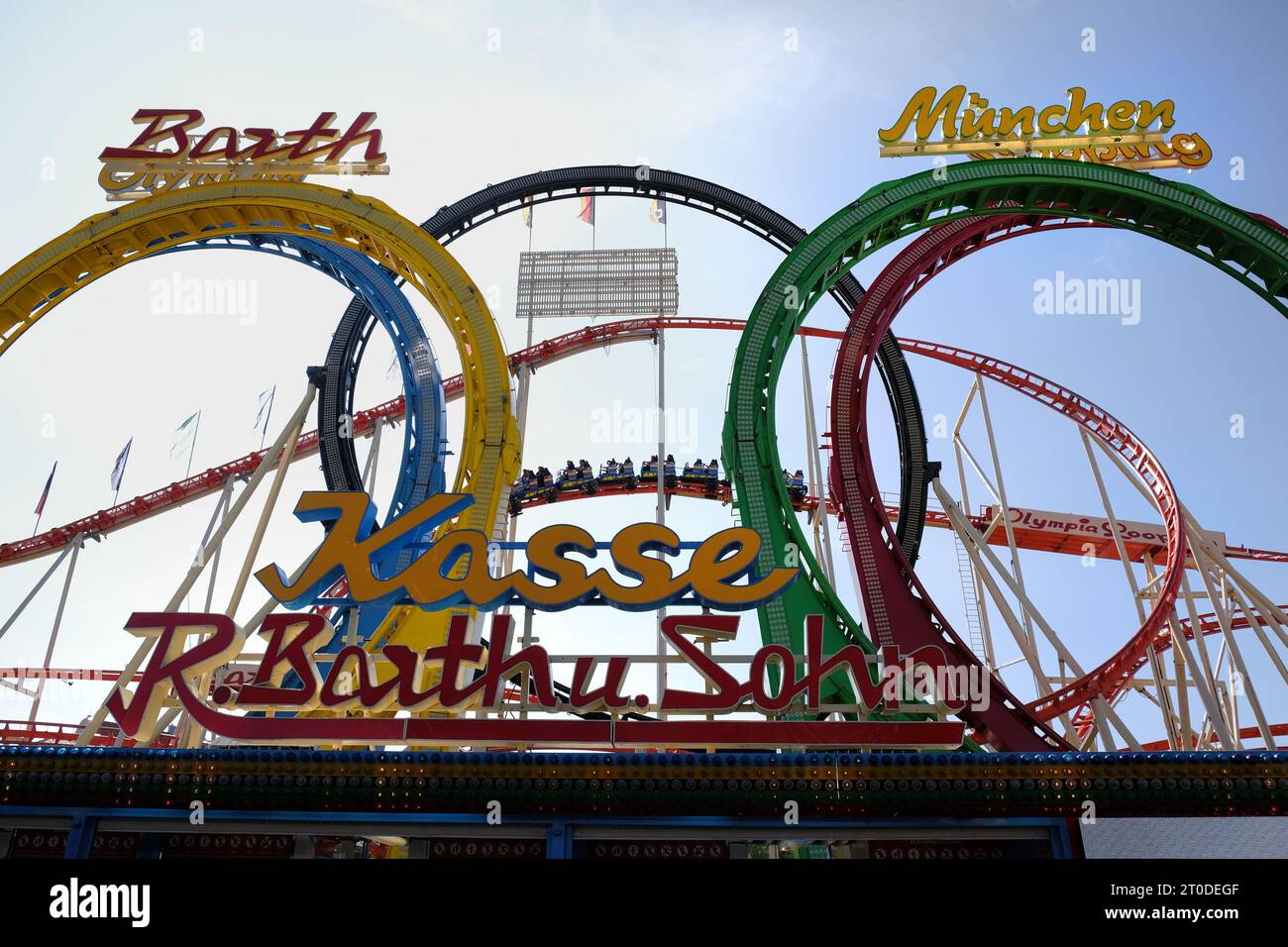 Munich, Germany - October 1, 2023. Roller coaster at Oktoberfest 2023 ...