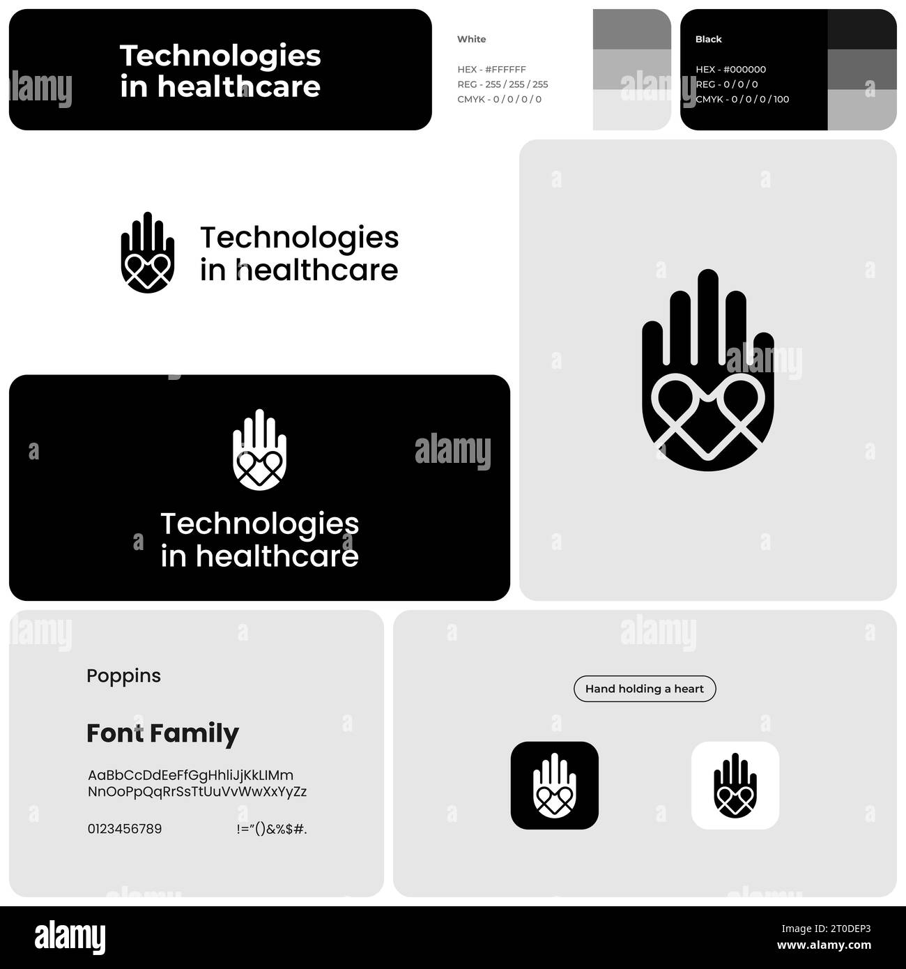 Technologies in healthcare monochromatic template with logo Stock ...