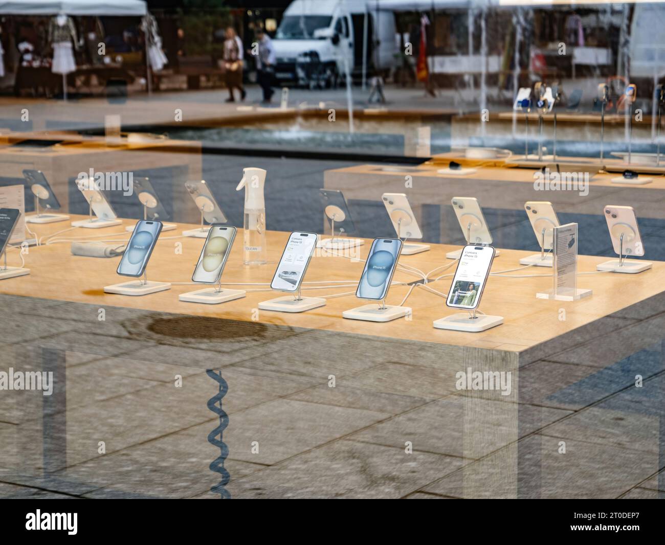 Paris, France - Sep 22, 2023: From the street, you can see the Apple ...