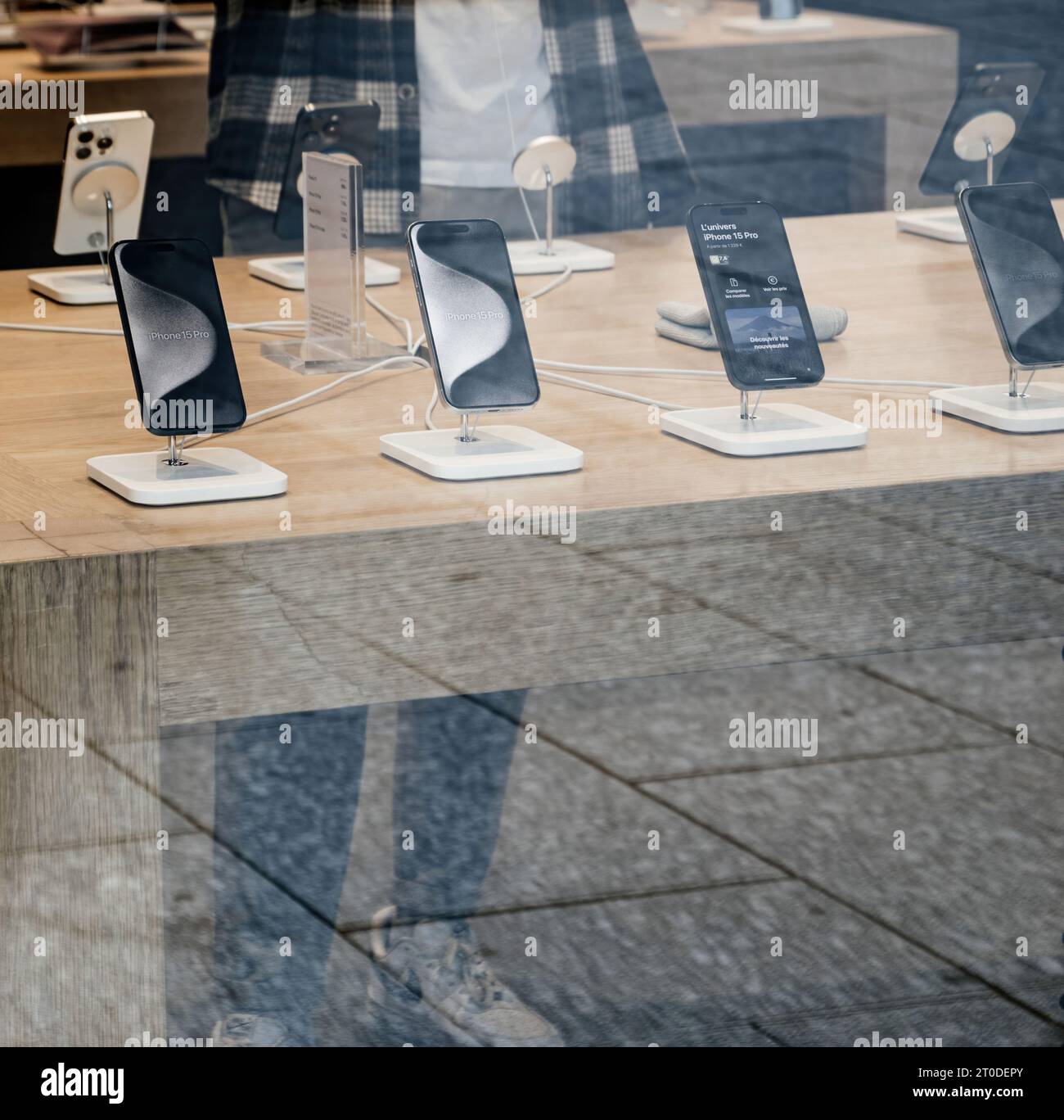 Paris, France - Sep 22, 2023: New Apple Computers iPhone 15 Pro ...