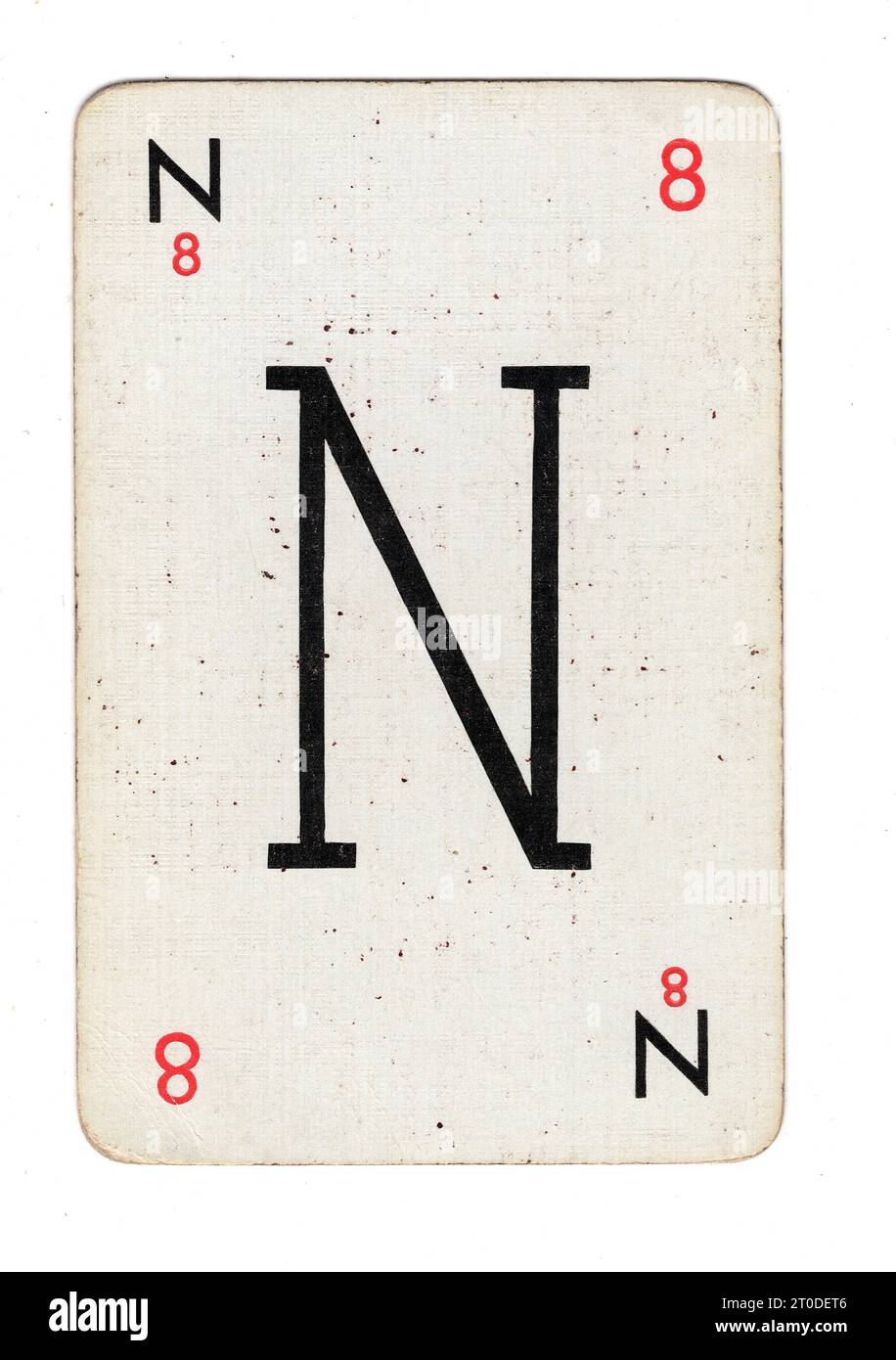 A vintage Lexicon playing card featuring the letter N on a white ...