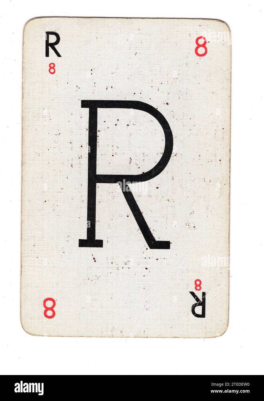 A vintage Lexicon playing card featuring the letter R on a white ...