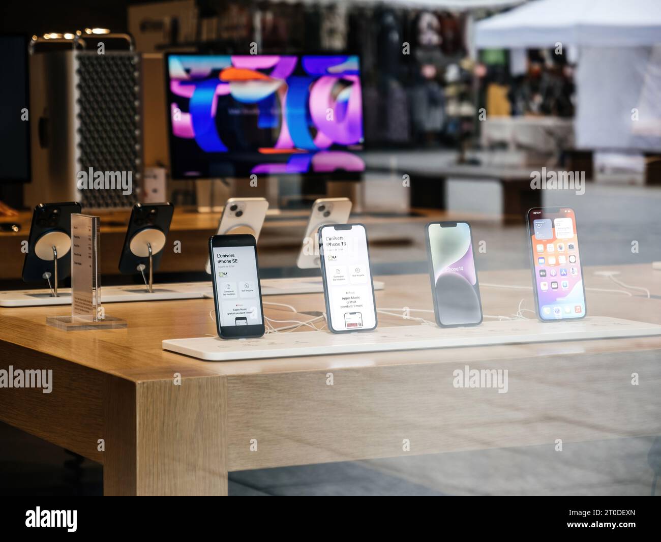 Paris, France - Sep 22, 2023: latest Apple computers and iPhones ...