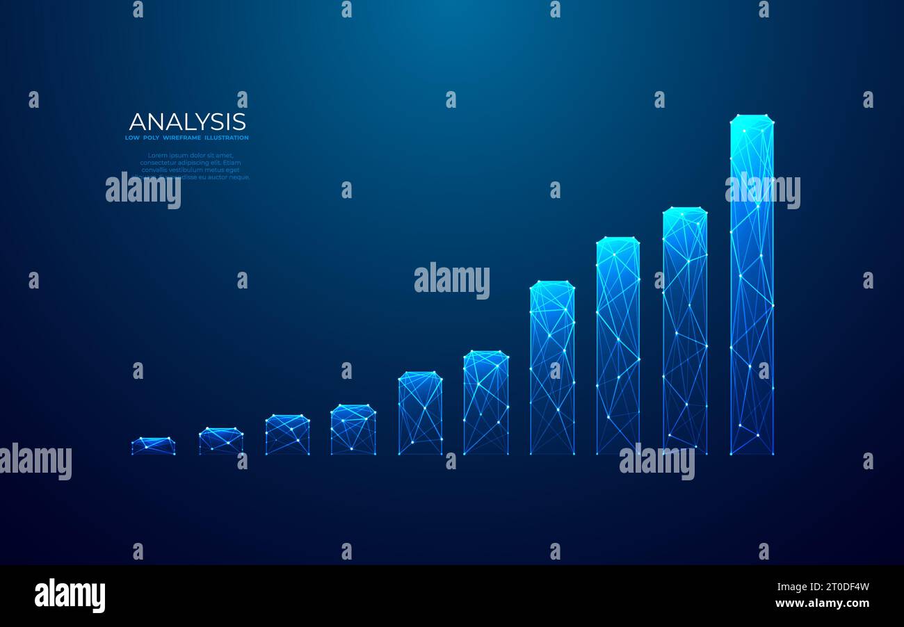 Hi-tech hologram of growing graph chart on blue background Stock Vector ...