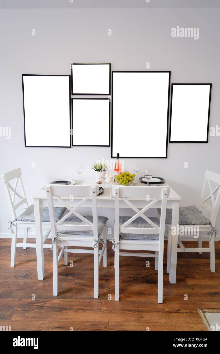 Dinner Table Frame Mockup Templates Stock Photo - Alamy
