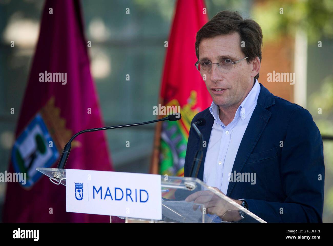 The Mayor of Madrid, José Luis Martínez-Almeida, speaks during a ...