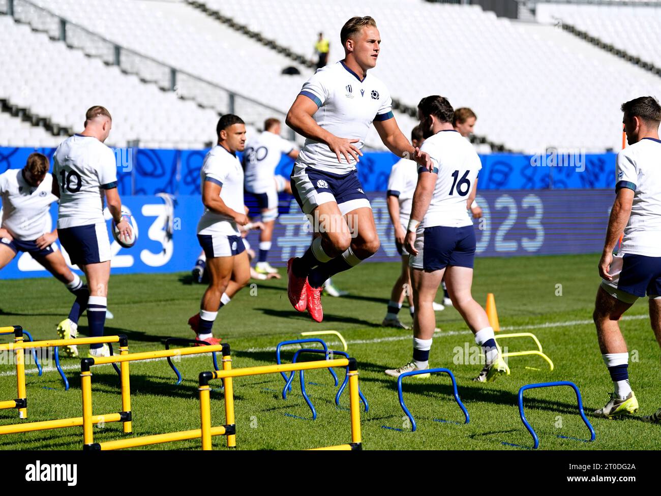 Scotland's Duhan van der Merwe during the team run at the Stade de ...