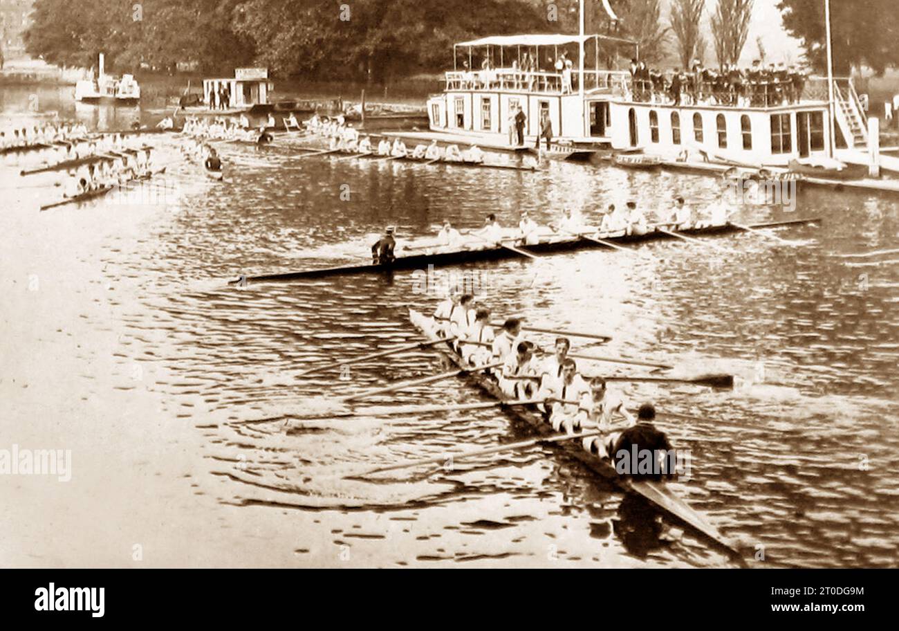 Rowing on the River Thames at Oxford, Victorian period Stock Photo - Alamy
