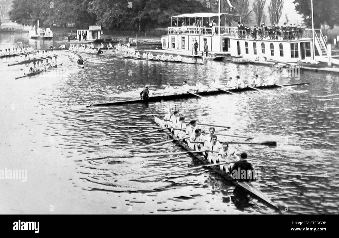 Rowing on the River Thames at Oxford, Victorian period Stock Photo - Alamy