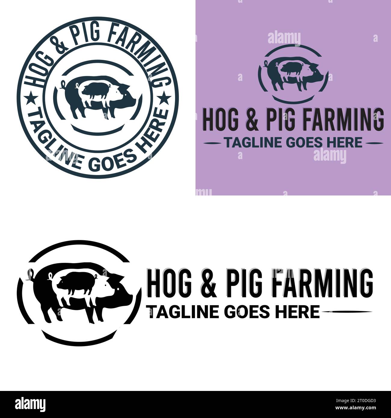 Monogram, Minimalist, And Letterhead Hog And Pig Farming Logo Design ...