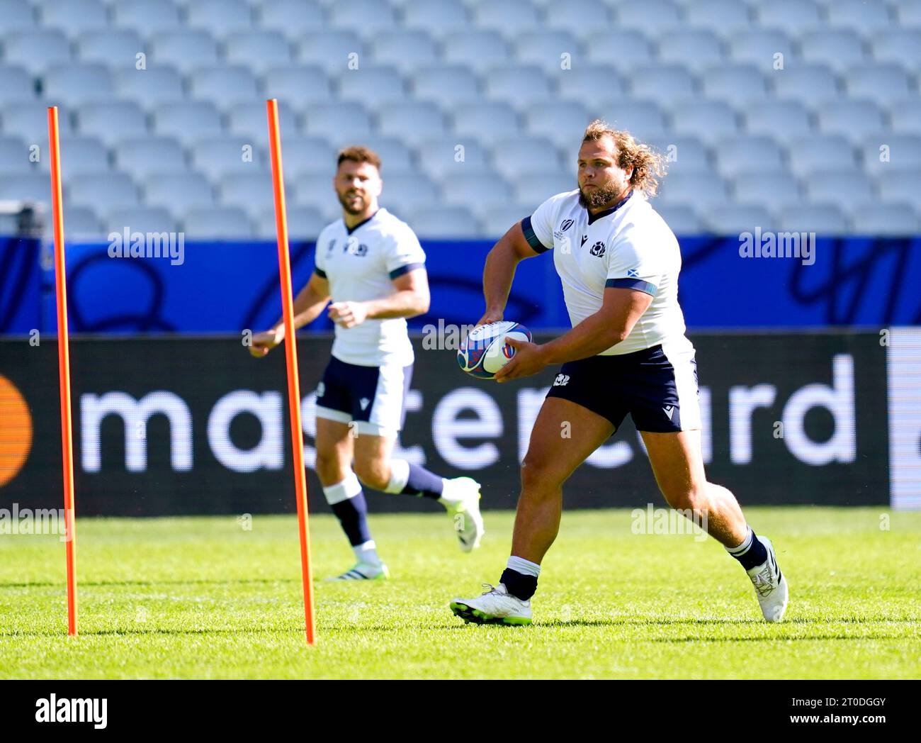 Scotland's Pierre Schoeman during the team run at the Stade de France ...