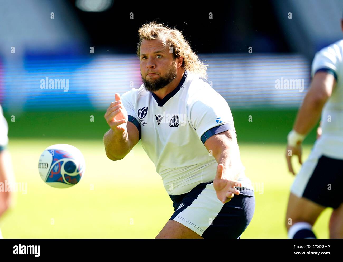 Scotland's Pierre Schoeman during the team run at the Stade de France ...