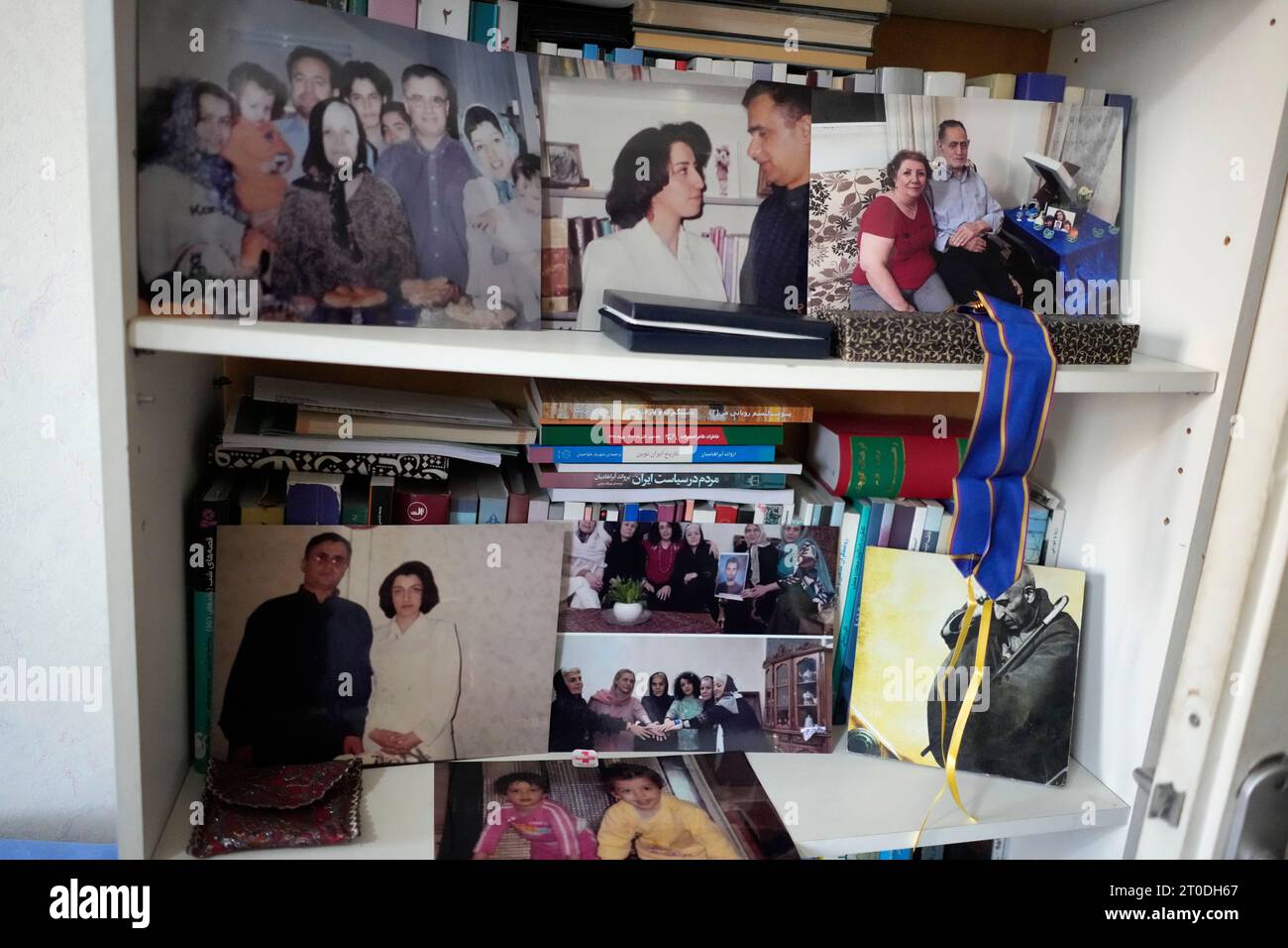 Family pictures are seen at the apartment of Narges Mohammadi's husband ...