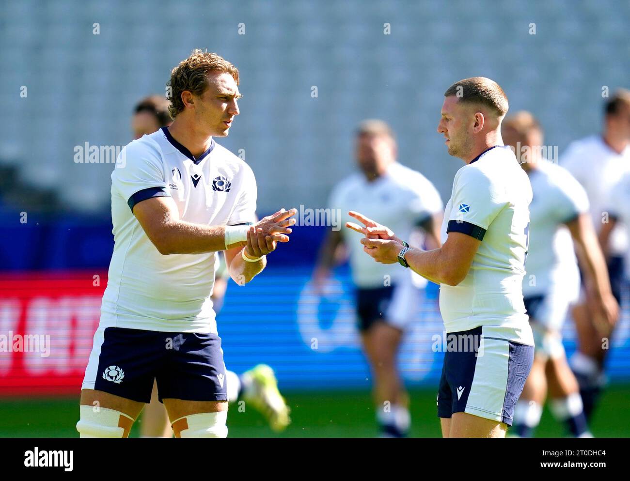 Scotland's Jamie Ritchie (left) and Finn Russell play rock paper ...