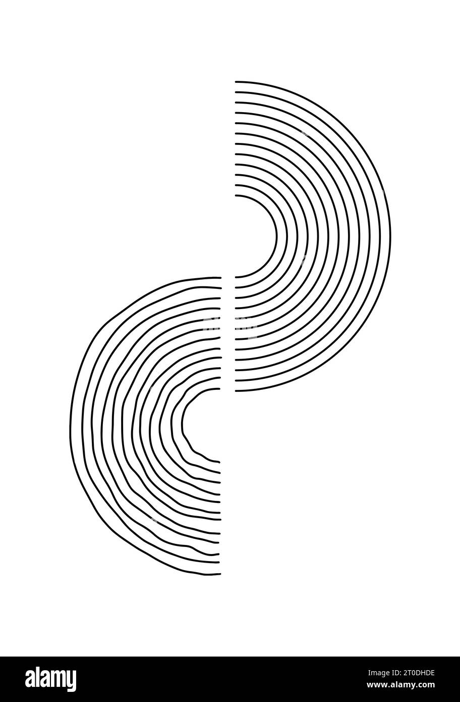 Two half circles aesthetic line hand drawn Contemporary printable ...
