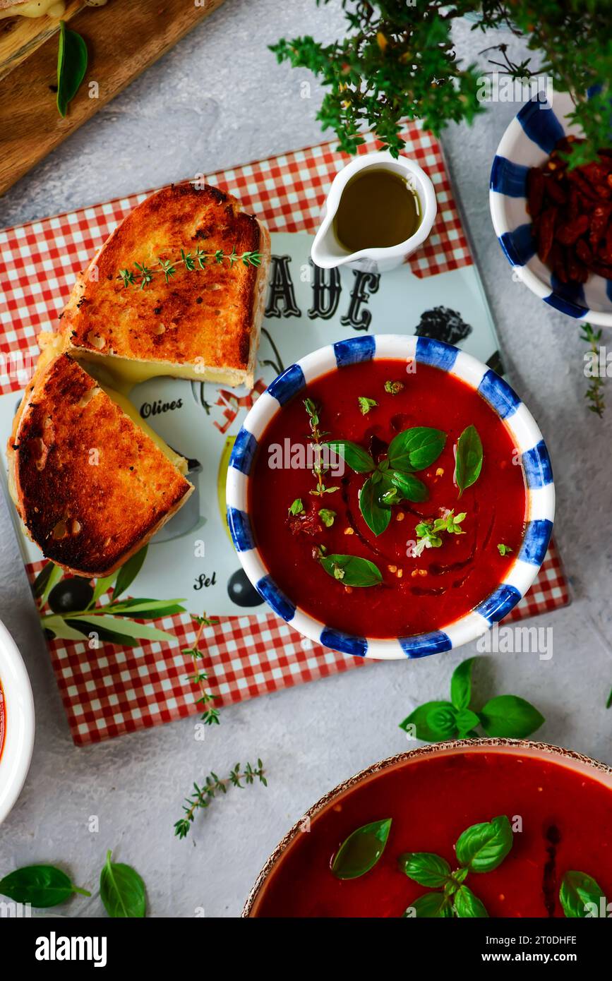 Tomato bread soup mozarella hi-res stock photography and images - Alamy