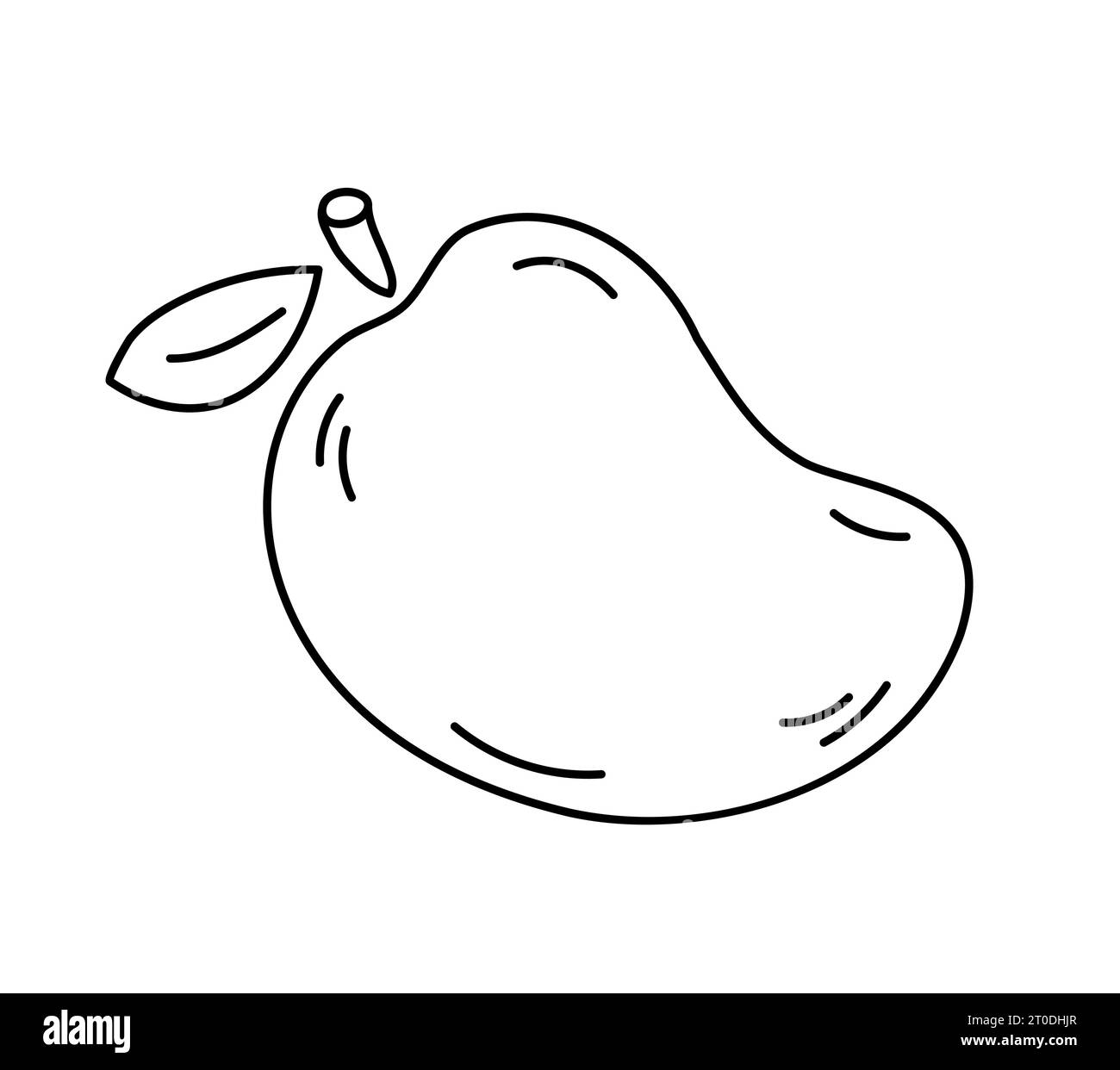 Mango with leaf line icon, fruit and tropical vector graphic, a linear ...