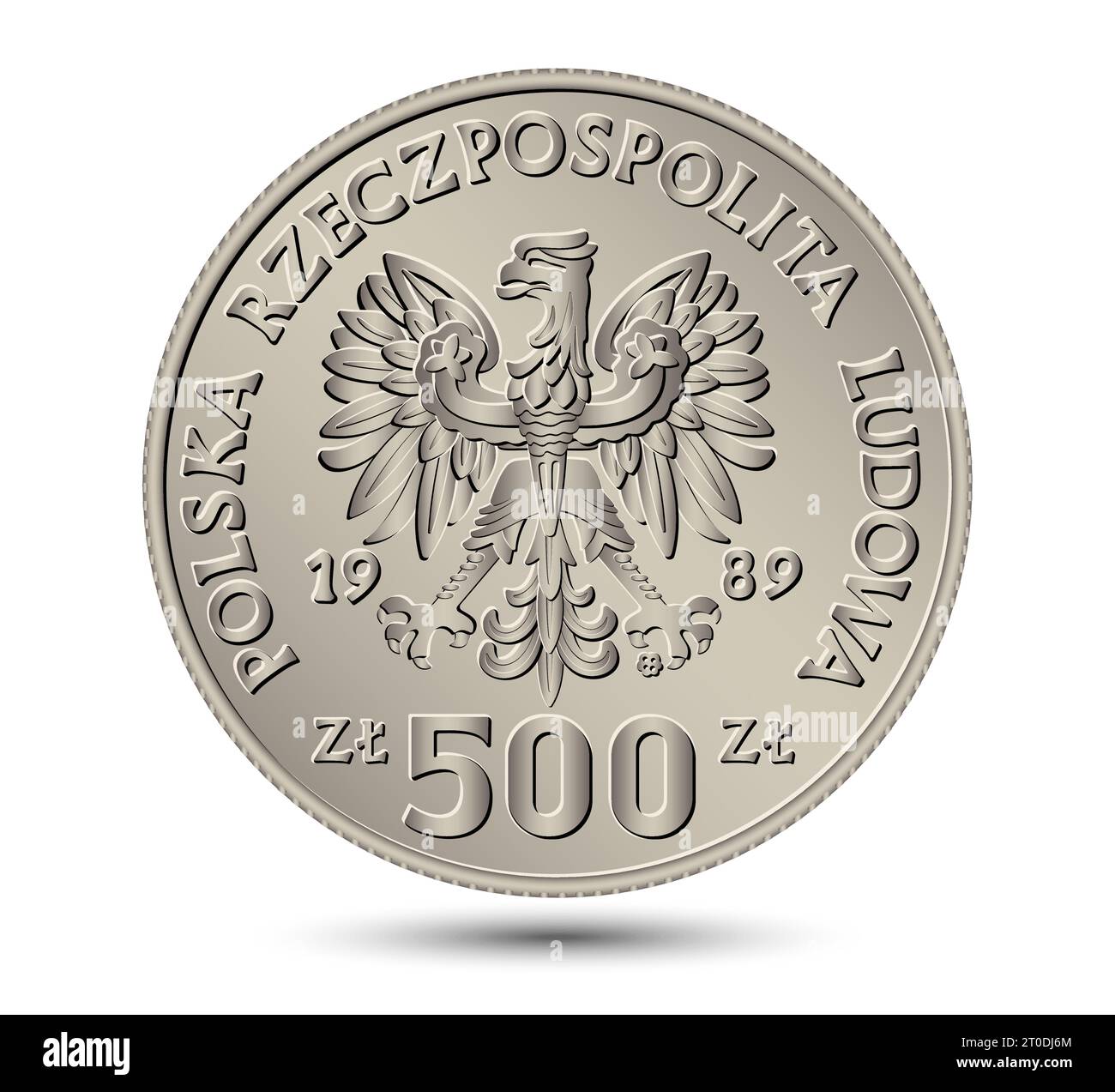 Obverse Polish money, five hundred zloty silver coin. Vector ...