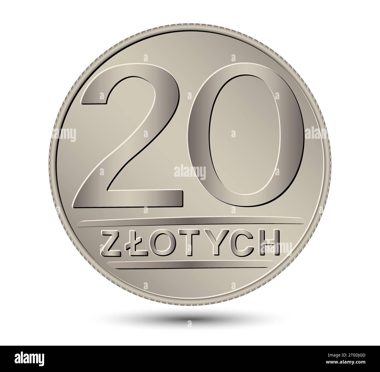 Reverse Polish money twenty zloty silver coin. Vector illustration ...