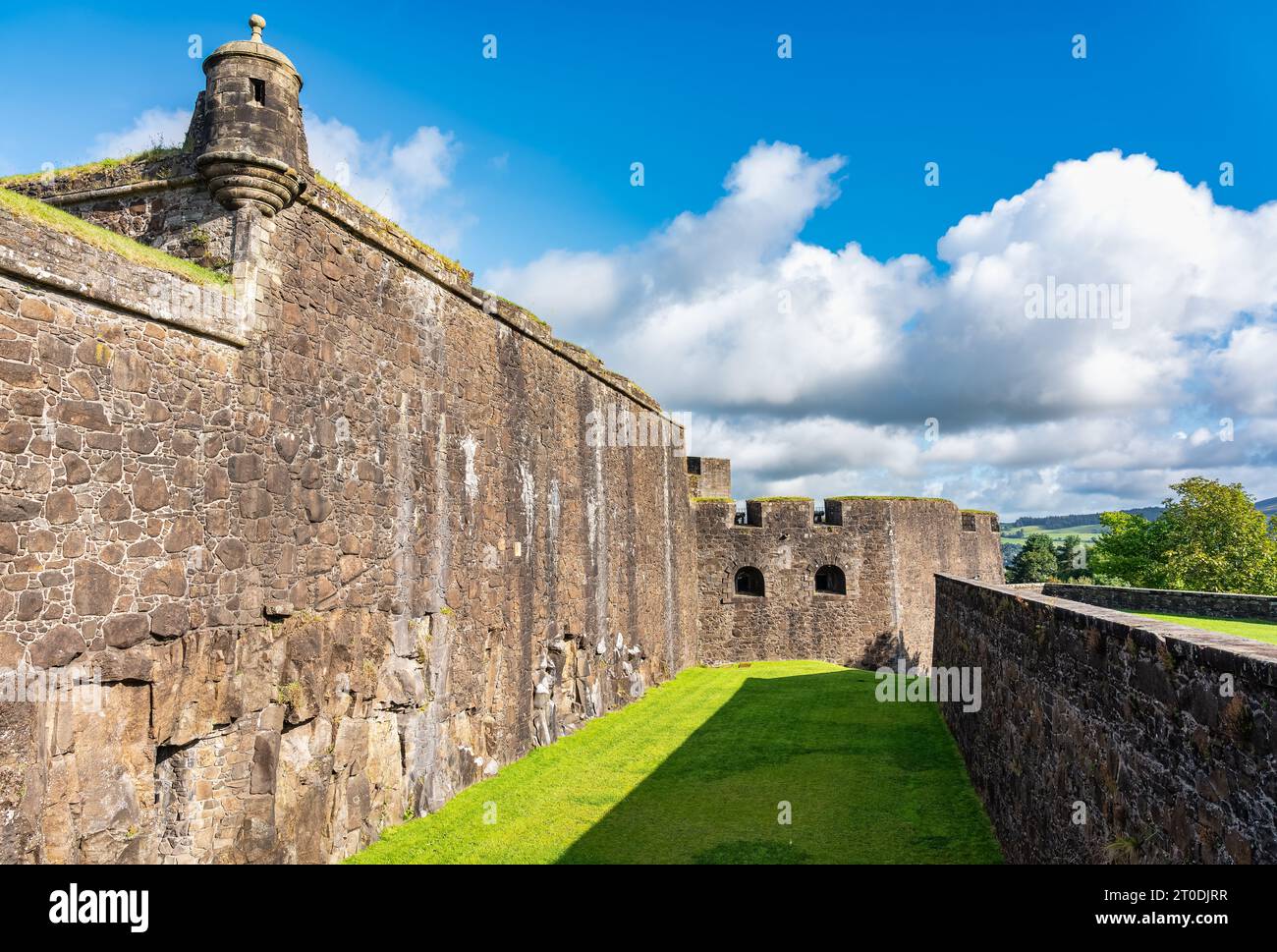 Defense walls of the huge medieval castle of Stirling in Scotland, UK ...