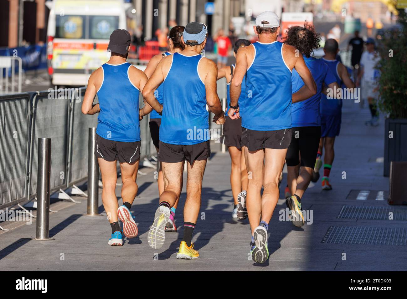 International Marathon Running Race, Rear View of Running Man Stock ...