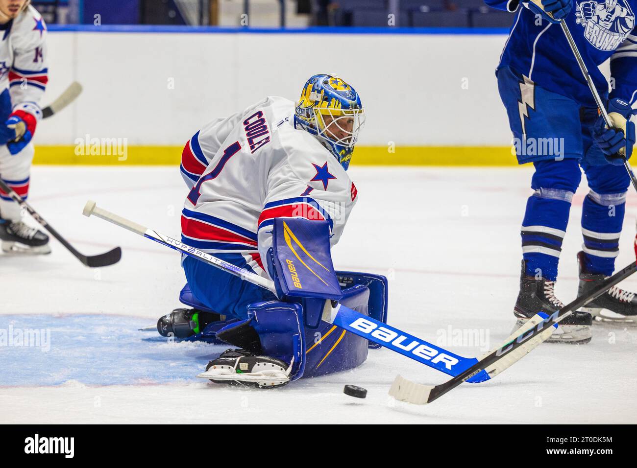 October 5th 2023: Rochester Americans goaltender Devin Cooley (1) makes ...