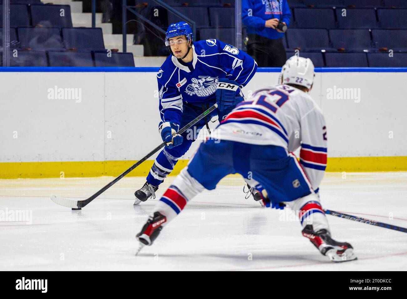 USA. 05th Oct, 2023. October 5th 2023: Syracuse Crunch forward Lucas ...