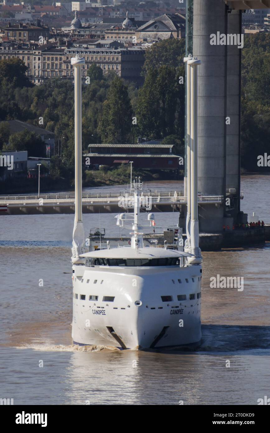 Picture, taken on October 6, 2023, shows the 121-metre long cargo ship ...