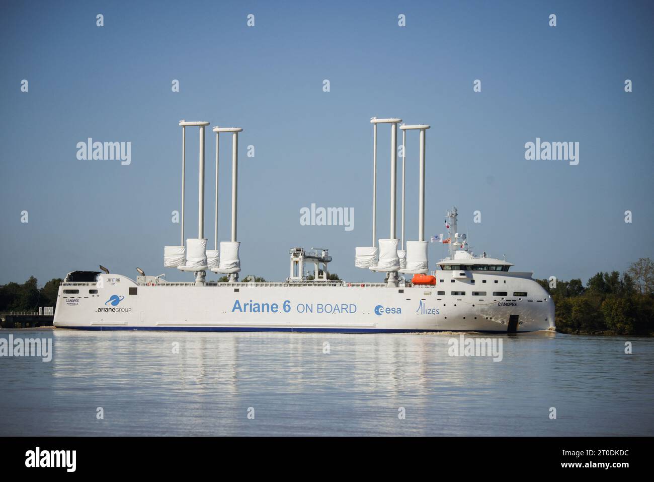 Picture, taken on October 6, 2023, shows the 121-metre long cargo ship ...