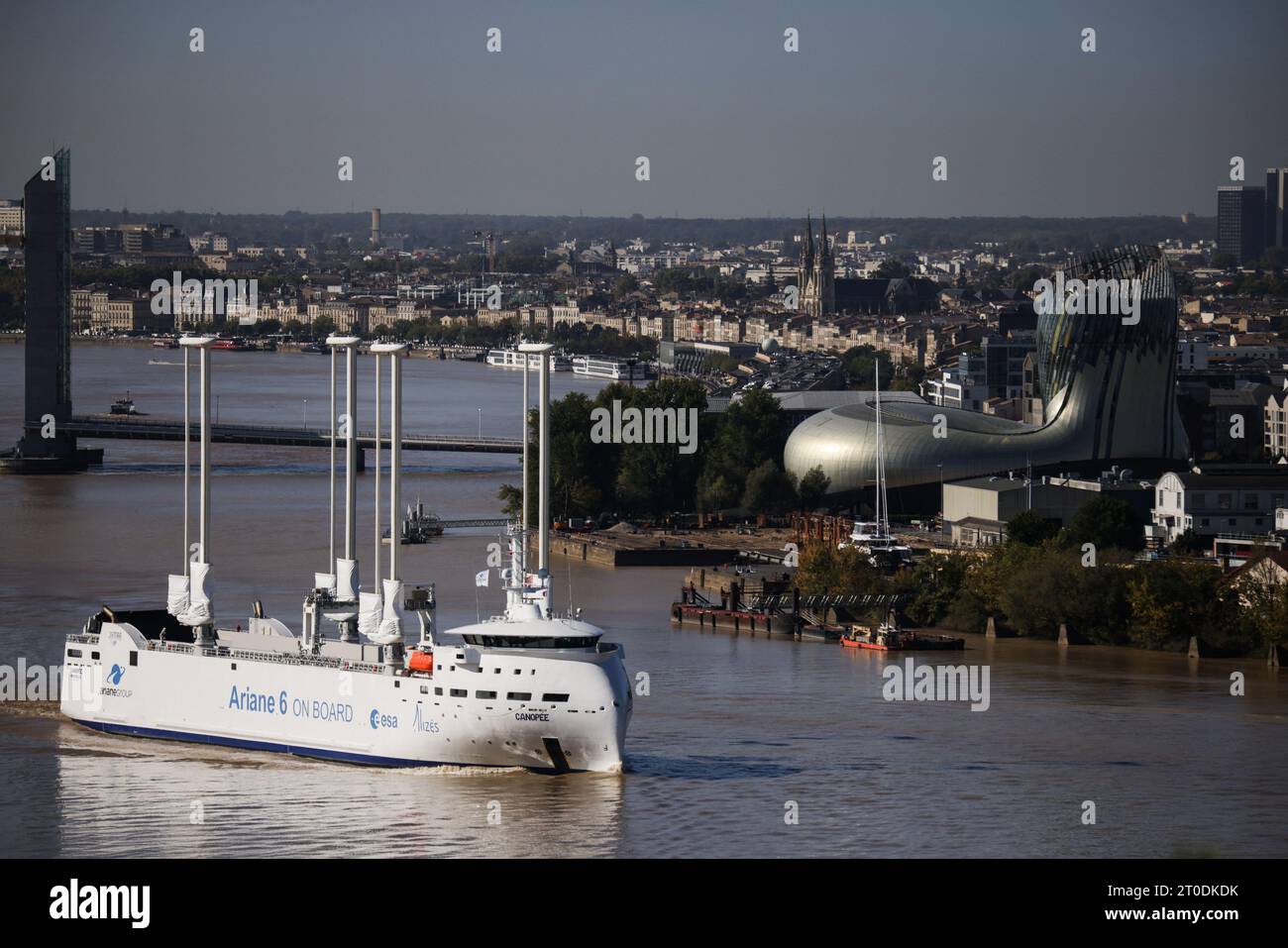 Picture, taken on October 6, 2023, shows the 121-metre long cargo ship ...