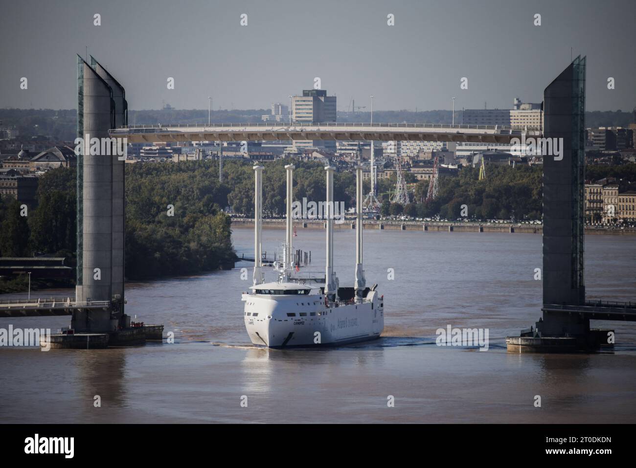 Picture, taken on October 6, 2023, shows the 121-metre long cargo ship ...