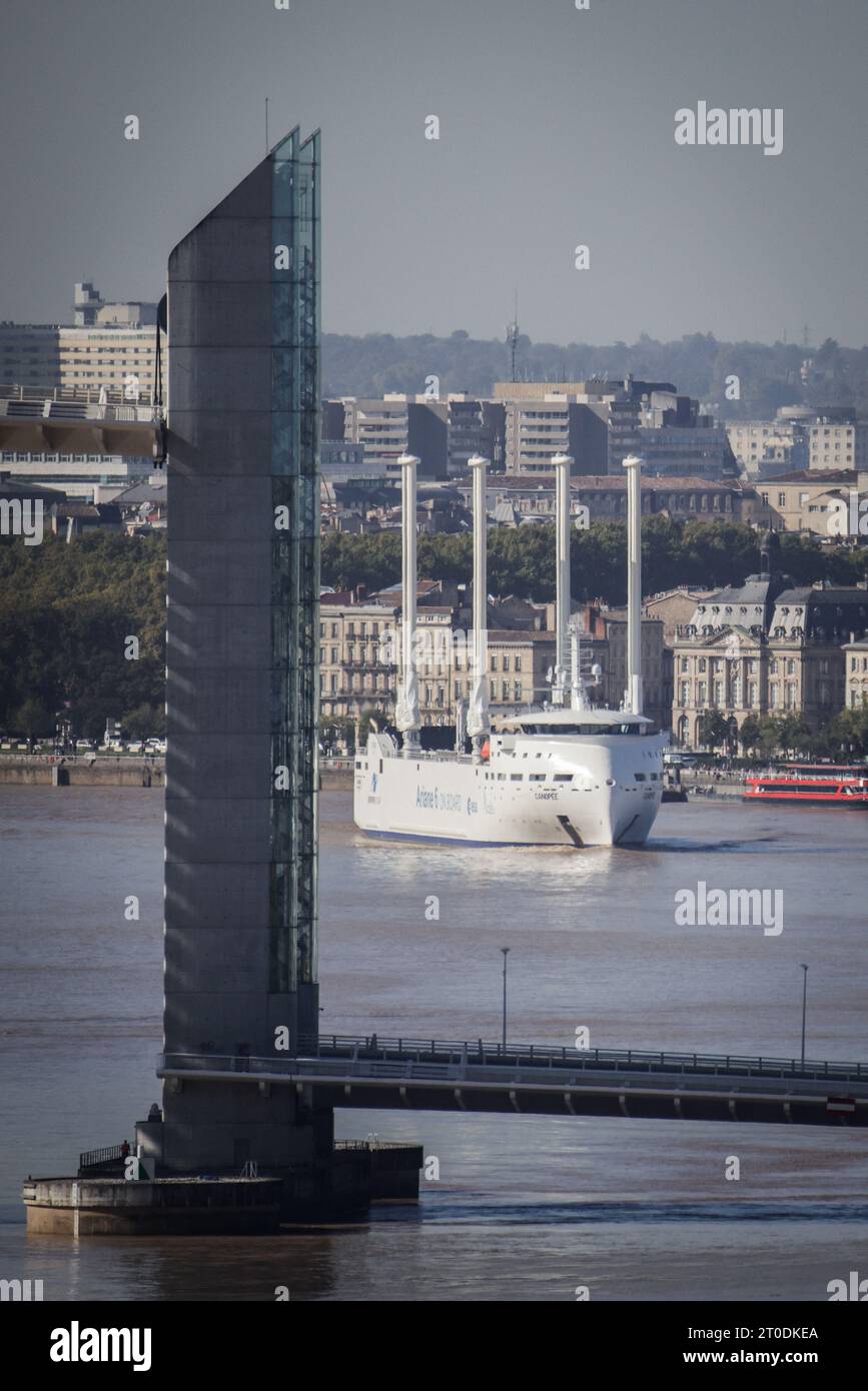 Picture, taken on October 6, 2023, shows the 121-metre long cargo ship ...