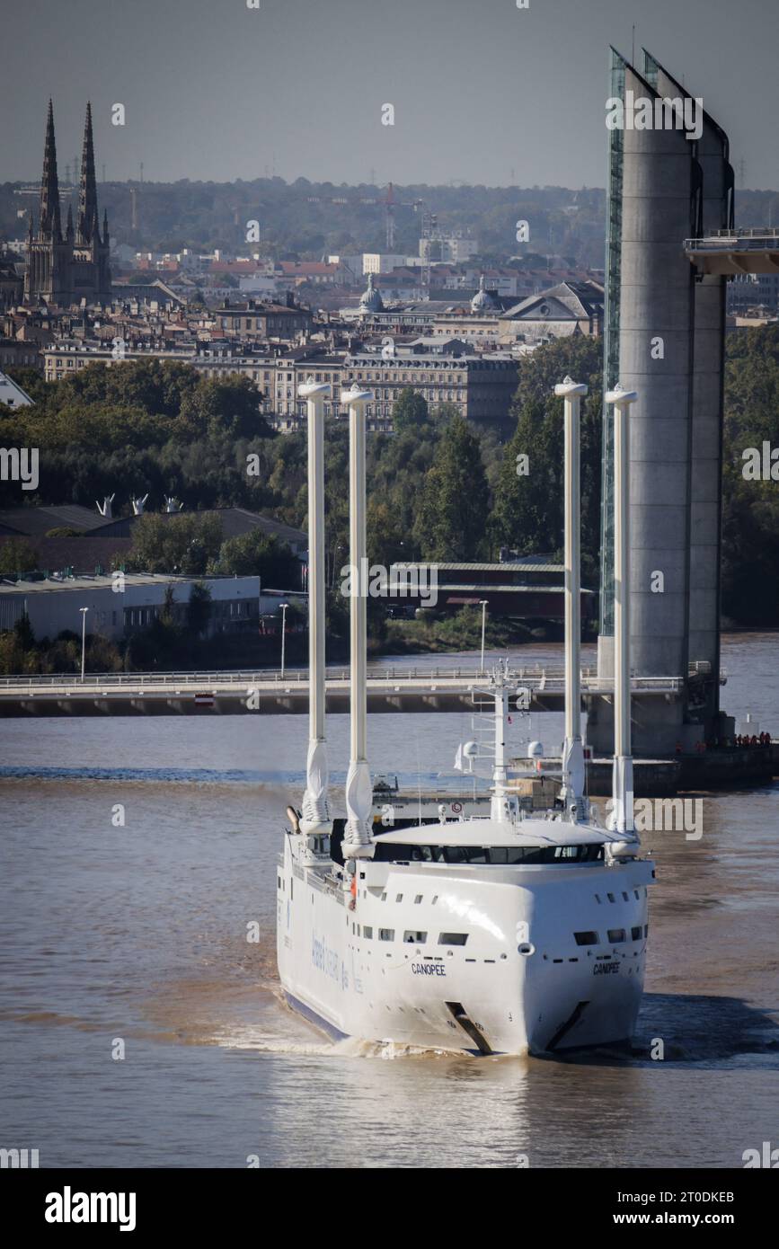 Picture, taken on October 6, 2023, shows the 121-metre long cargo ship ...