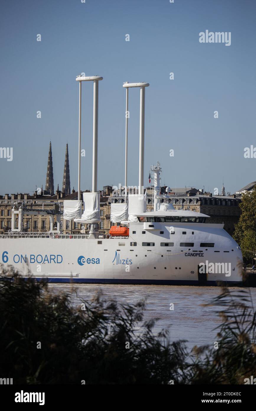 Picture, taken on October 6, 2023, shows the 121-metre long cargo ship ...