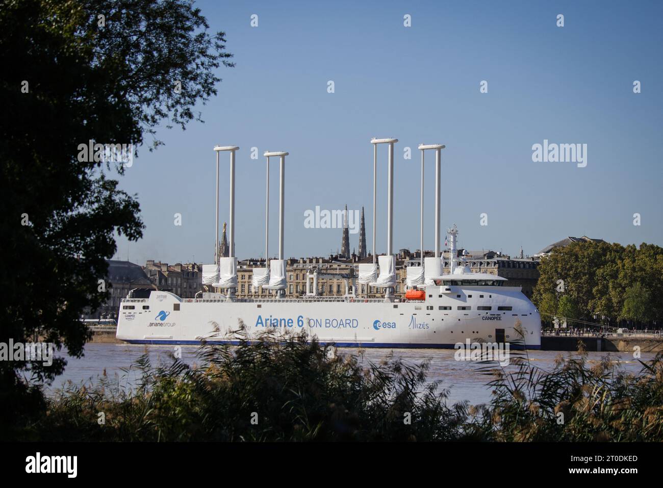 Picture, taken on October 6, 2023, shows the 121-metre long cargo ship ...