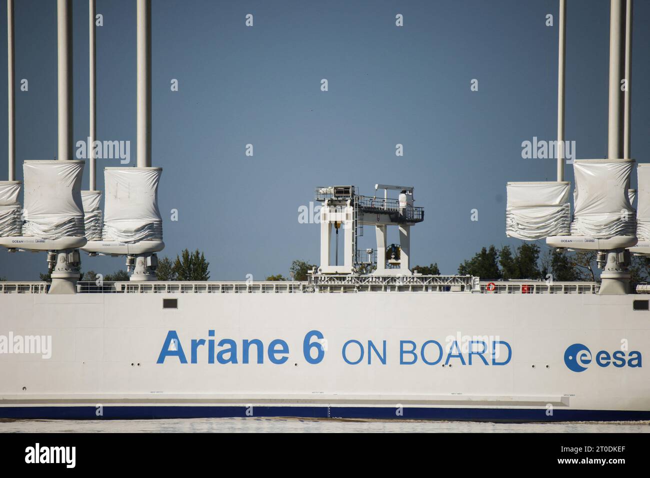 Picture, taken on October 6, 2023, shows the 121-metre long cargo ship ...