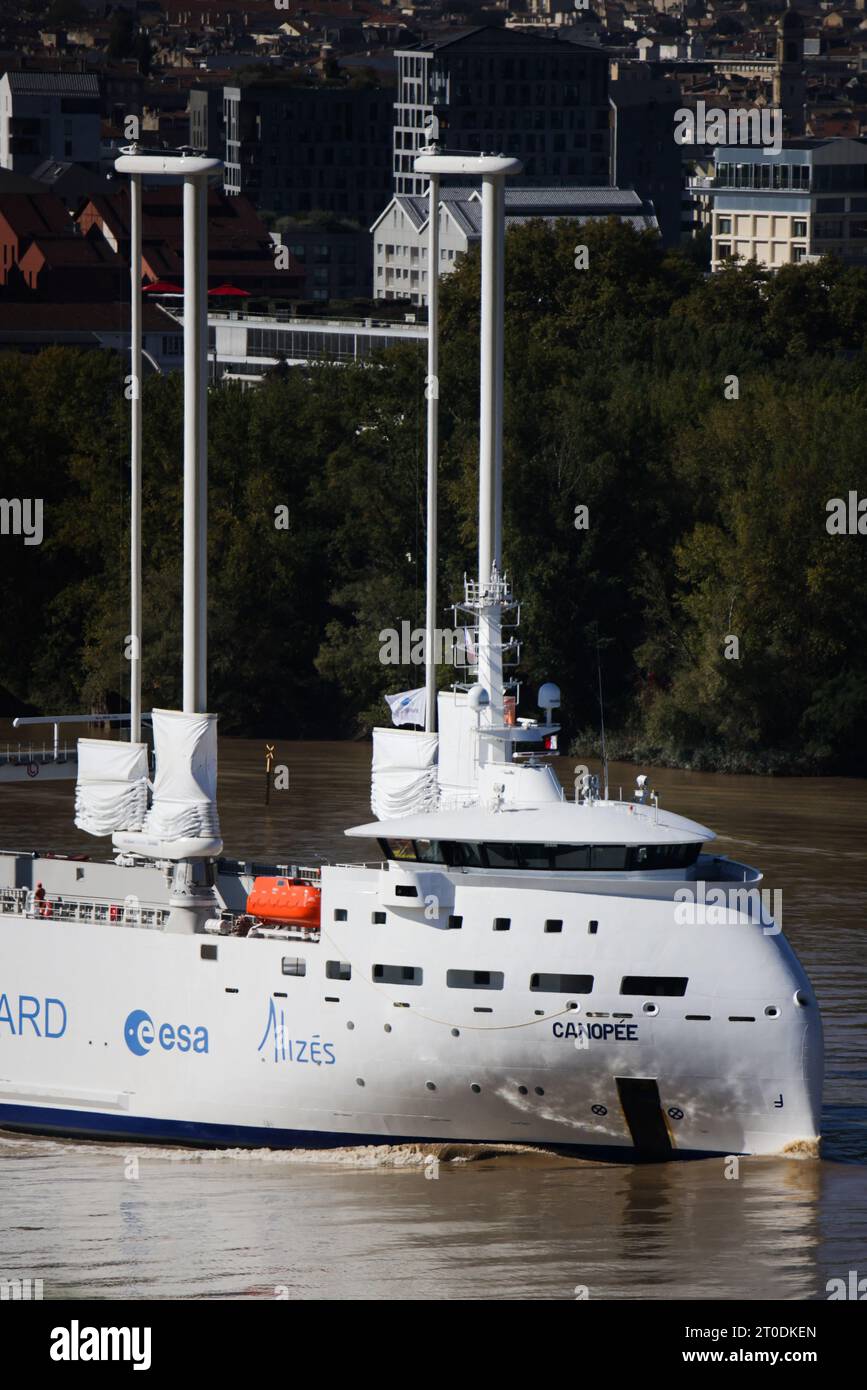 Picture, taken on October 6, 2023, shows the 121-metre long cargo ship ...